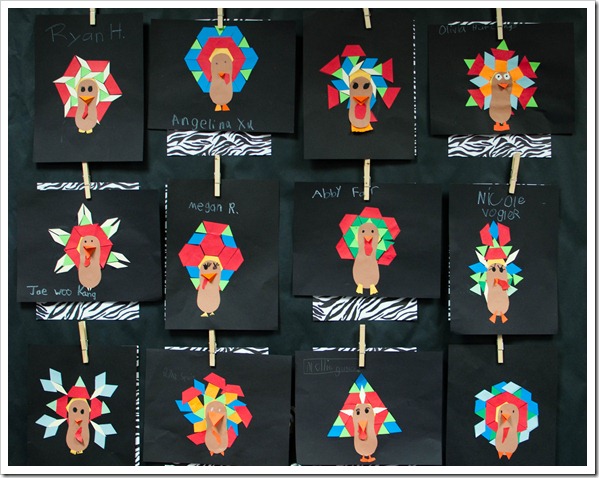 Symmetrical Pattern Block Turkeys - Cara Carroll